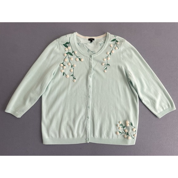 Talbots | Sweaters | Talbots 2x Embellished Cardigan Sweater Pom Pom ...
